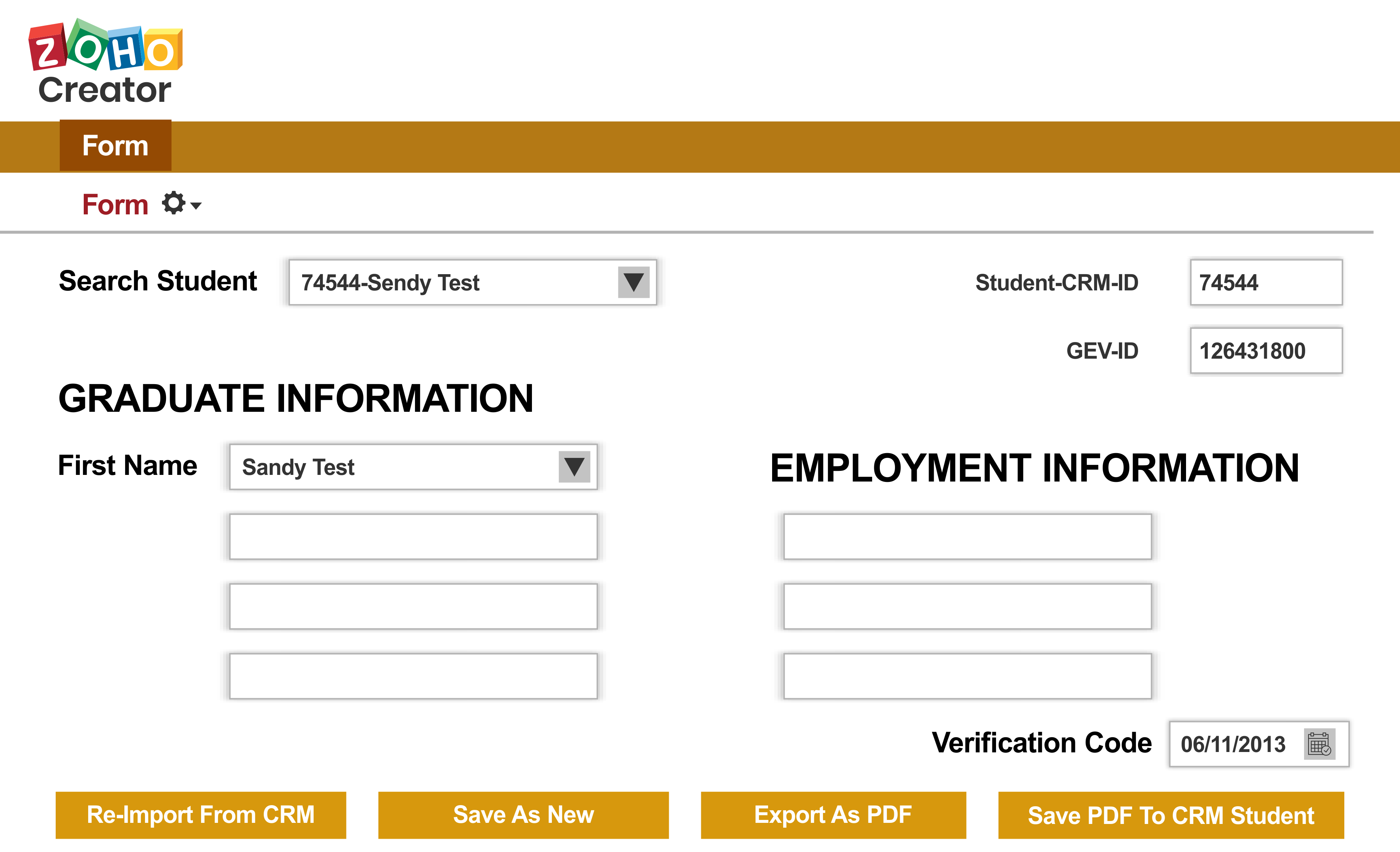 Portfolio Zoho Creator Stateless Form Fetch Data From Zoho Crm Save As Pdf Yutechs